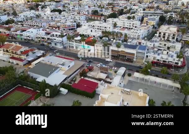 Cyprus, Ayia Napa. Bird's eye view of the city and the Mediterranean ...