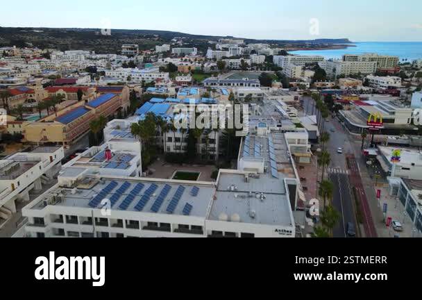 Cyprus, Ayia Napa. Bird's eye view of the city and the Mediterranean ...