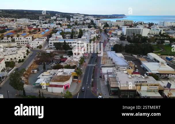 Cyprus, Ayia Napa. Bird's eye view of the city and the Mediterranean ...