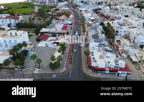 Cyprus, Ayia Napa. Bird's eye view of the city and the Mediterranean ...