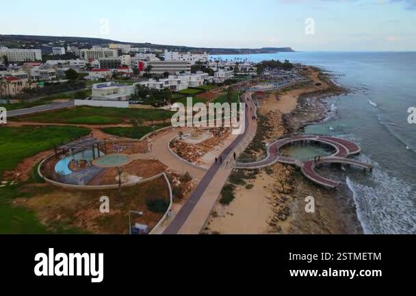 Cyprus, Ayia Napa. Bird's eye view of the city and the Mediterranean ...