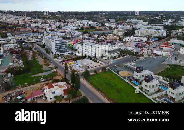 Cyprus, Ayia Napa. Bird's eye view of the city and the Mediterranean ...