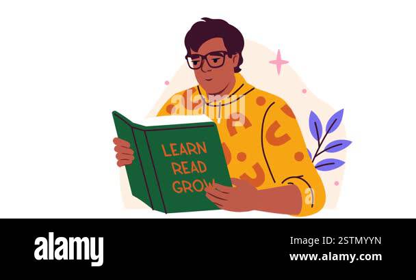 Studying and learning. Moving banner with smart male university student ...