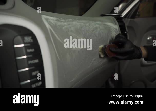 Detailing process 4k video. Smearing detergent using brush 4k video in ...