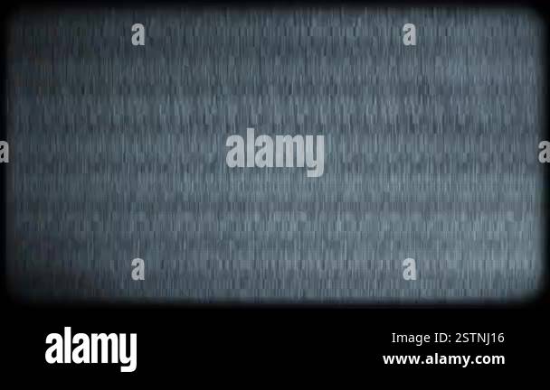 A retro television screen with rounded edges, featuring VHS-style noise ...