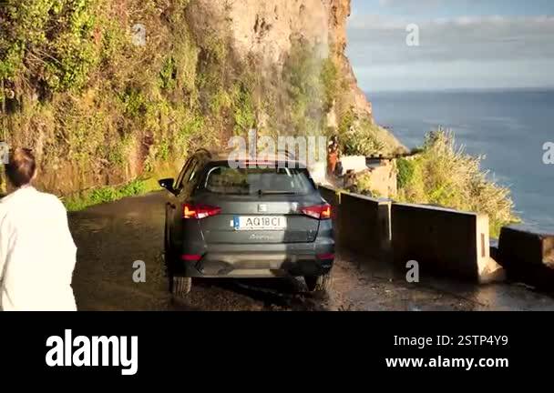 Madeira, Portugal - January 27, 25: Cascata dos Anjos waterfall with a ...