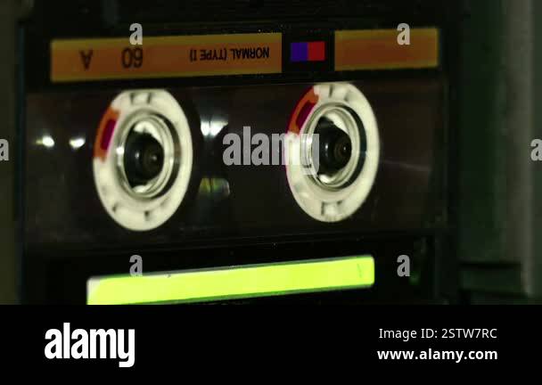 Audio Cassette Tape Rolling In Vintage Player ;Audio cassette In the ...