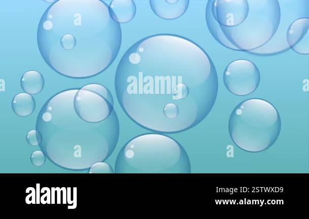 Group of transparent bubbles of different sizes floating to the top on ...