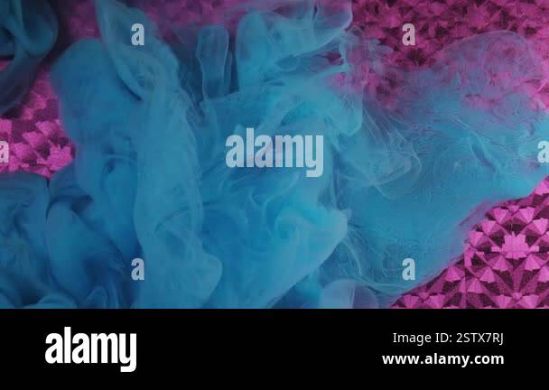 Mist swirl. Ink splash water. Defocused blue color glowing paint ...