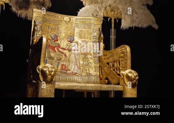 Ceremonial golden throne of Tutankhamun, luxurious armchair pf pharaoh ...