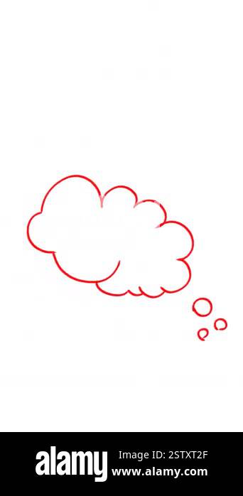 Animated red cloud bubble sketch. Hand drawn moving doodles on white ...