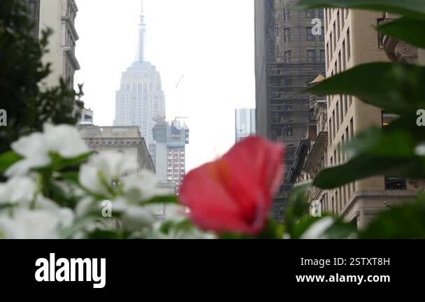 New York City Manhattan Midtown street architecture. Empire State ...