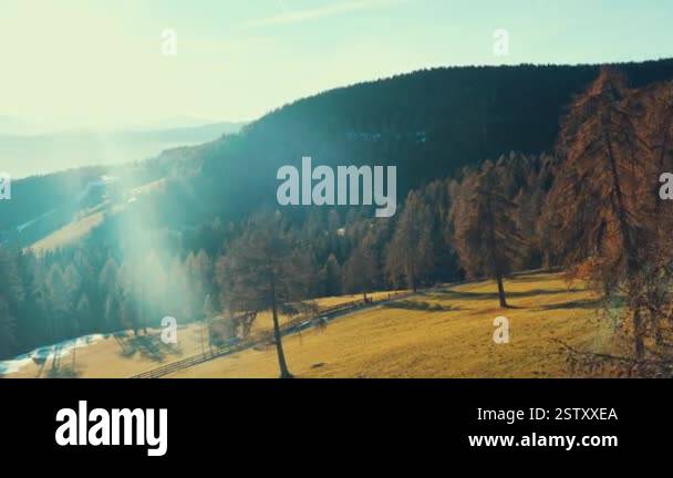 Aerial shot of the mountains of South Tyrol at sunset. 4k footage from ...