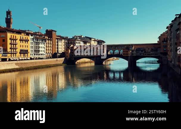 Arno River in Florence, Italy. Beautiful sunset over the river of the ...