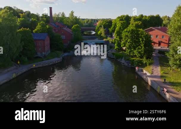 Aerial view of Helsinki, Finland showcasing the lush green trees lining ...