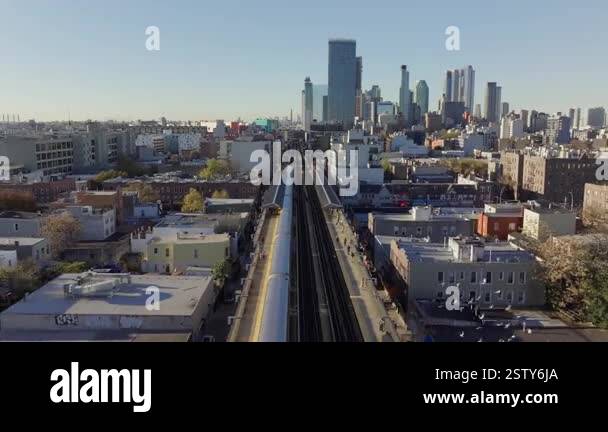 Urban transportation infrastructure in New York City, an elevated train ...
