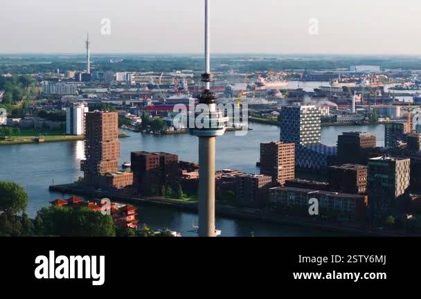 Rotterdams skyline from above, showcasing the Euromast Tower and ...