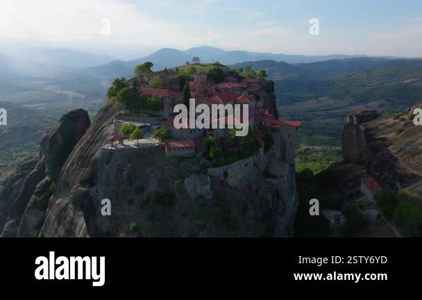 Sunlight gradually illuminating Holy Monastery of the Great Meteoron ...
