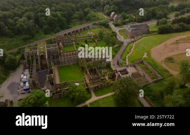 Aerial view of the Villers Abbey ruins,historical landmark in Wallonia ...