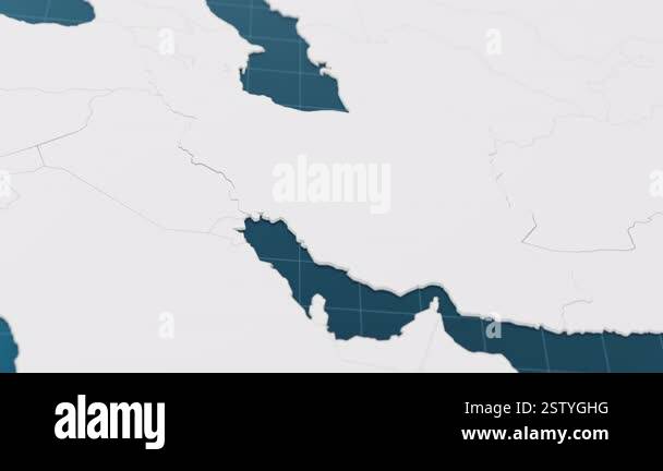 Highlight with blue of Iran 3d map with pointer pin surrounded with ...