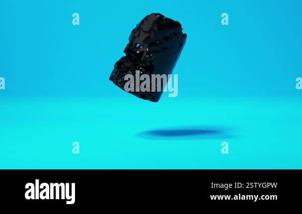 Crude oil fill rotating black barrel on blue background. Oil industry ...