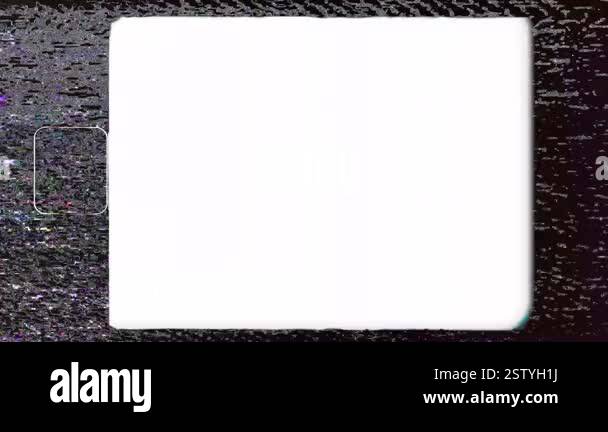 Distorted old TV screen with visual noise, digital corruption, and ...