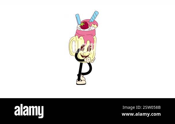 Animated Retro Milkshake Mascot. Seamless Loop for Designs and Overlays ...