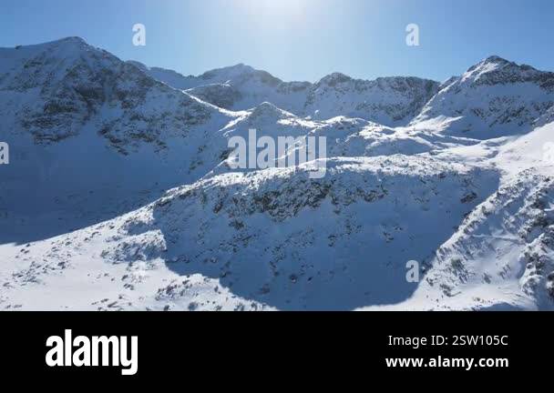 Amazing Aerial Winter view of Rila mountain near Musala peak, Bulgaria ...