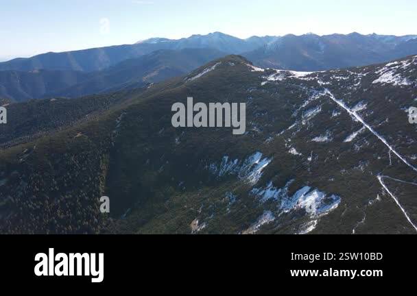 Amazing Aerial Autumn landscape of Rila Mountain near Mechit and Popova ...