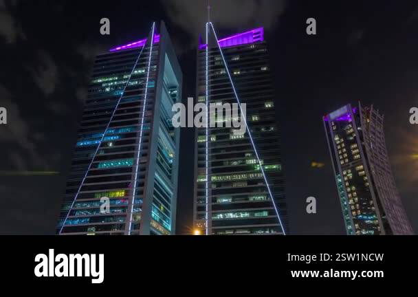 Modern skyscrapers on the Olaya street timelapse. Looking up ...