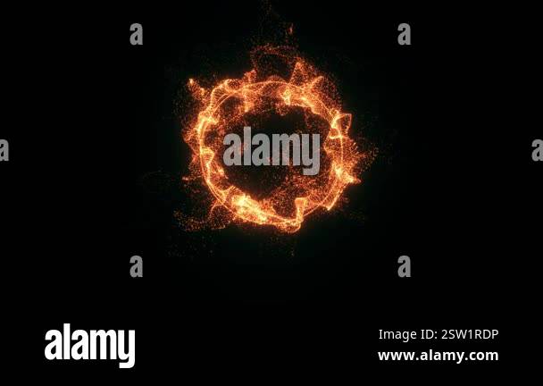 Fire sphere made of glowing dust particles and sparks, magic sphere on ...