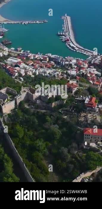 Park and scenic viewpoint. Vertical footage of a beautiful elevated ...