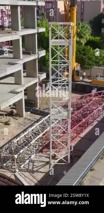 Skilled Labor Building A Crane Step By Step With Precision Stock Video ...