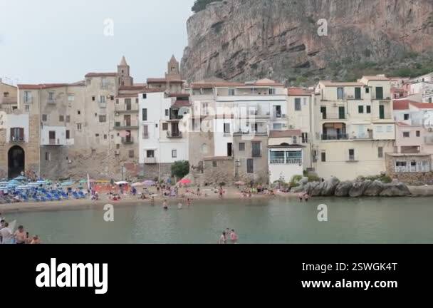 Cefal, Italy - September, 2024: View of the beach in Cefal with ...