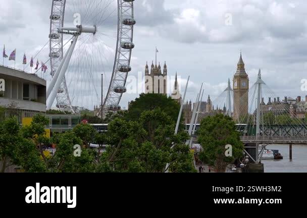 London, England 10 July 2023, This London cityscape features the clock ...