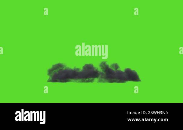 Dense rolling smoke cloud spreading horizontally on green screen, great for cinematic ...