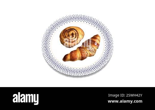pastries in plate on white background Stock Video Footage - Alamy