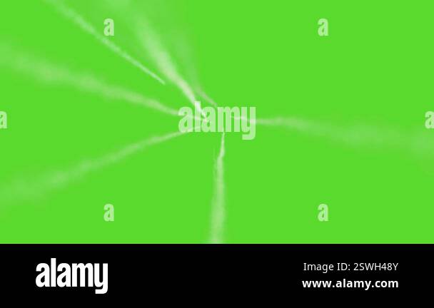 Intersecting beams of light creating starburst shapes on a green screen ...