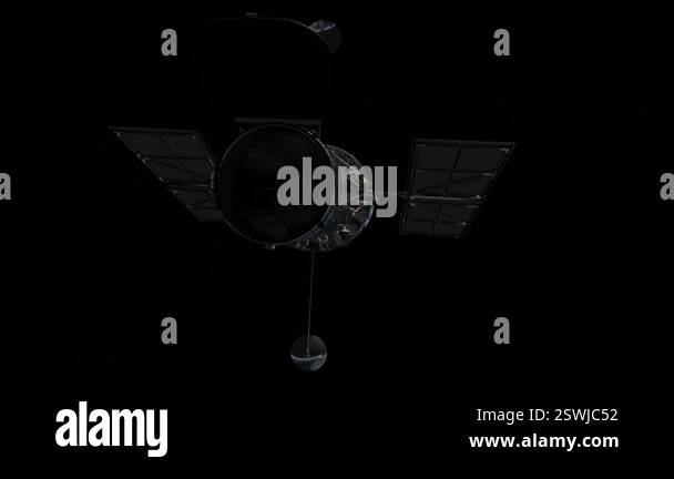 Animation depicting the Hubble Space Telescope against a backdrop of ...