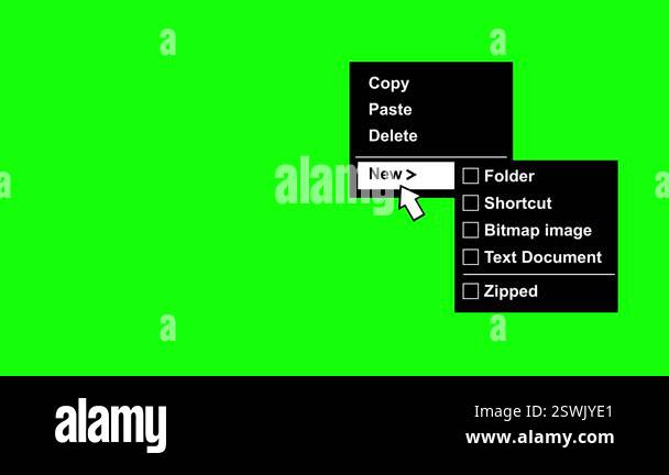 video animation black and white icon dropdown menu and computer mouse cursor selecting the new ...