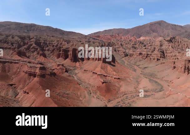 Sheer cliffs subject to erosion, nature landmark Kyrgyzstan, Central ...