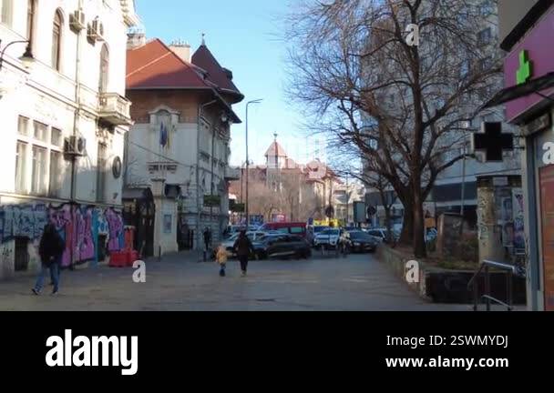Bucharest, Romania - January 18, 2025: City street view with traffic of ...