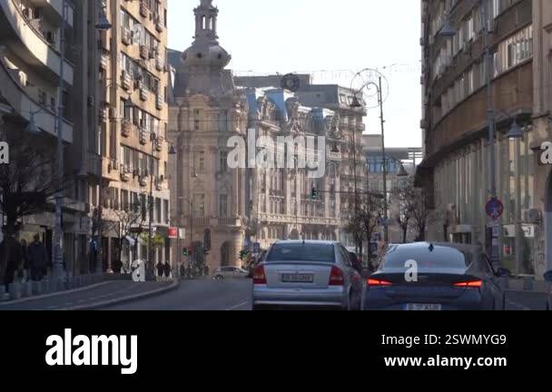Bucharest, Romania - January 18, 2025: City street view with traffic of ...