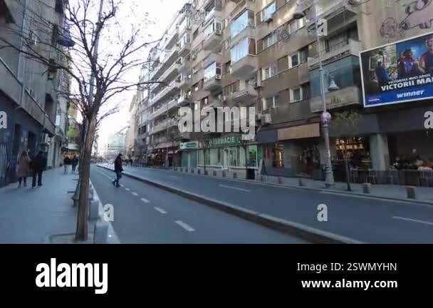 Bucharest, Romania - January 18, 2025: City street view with traffic of ...