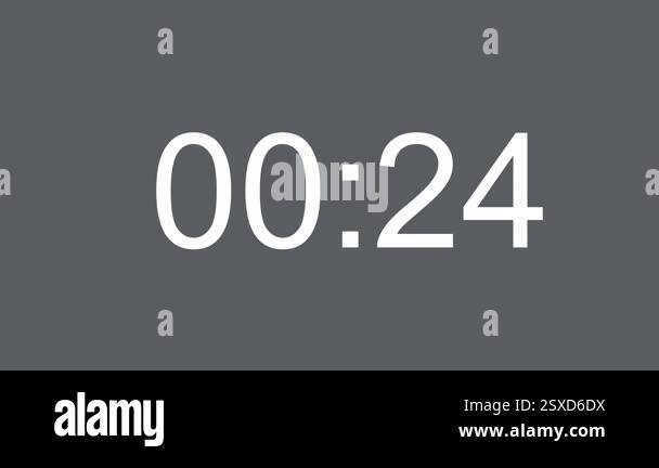 30 seconds countdown timer. Digital clock. White numbers on dark gray ...