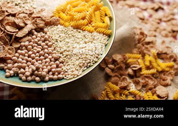 A variety of carbohydrate-rich foods, including bread, rice, wholegrain ...