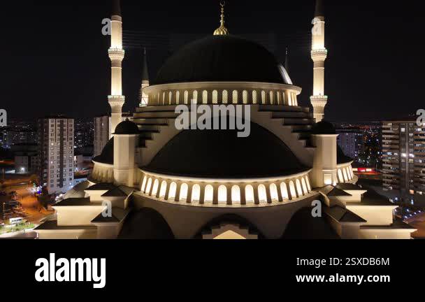 Muslims head to mosques in Ramadan. Muslim Mosque at night. Trkiye Feb ...