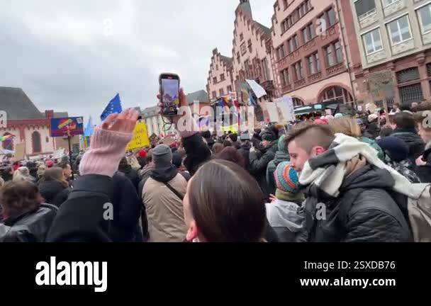February 15, 2025. Frankfurt am Main, Germany. Protest rally of ...