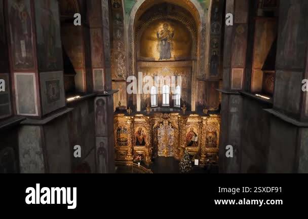 The interior of Saint Sophia Cathedral in Kyiv features the 10th ...