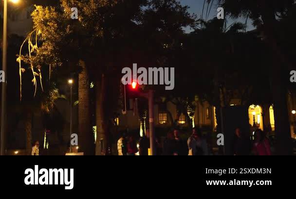 Bus hard braking on switch pedestrian traffic light red to green in ...